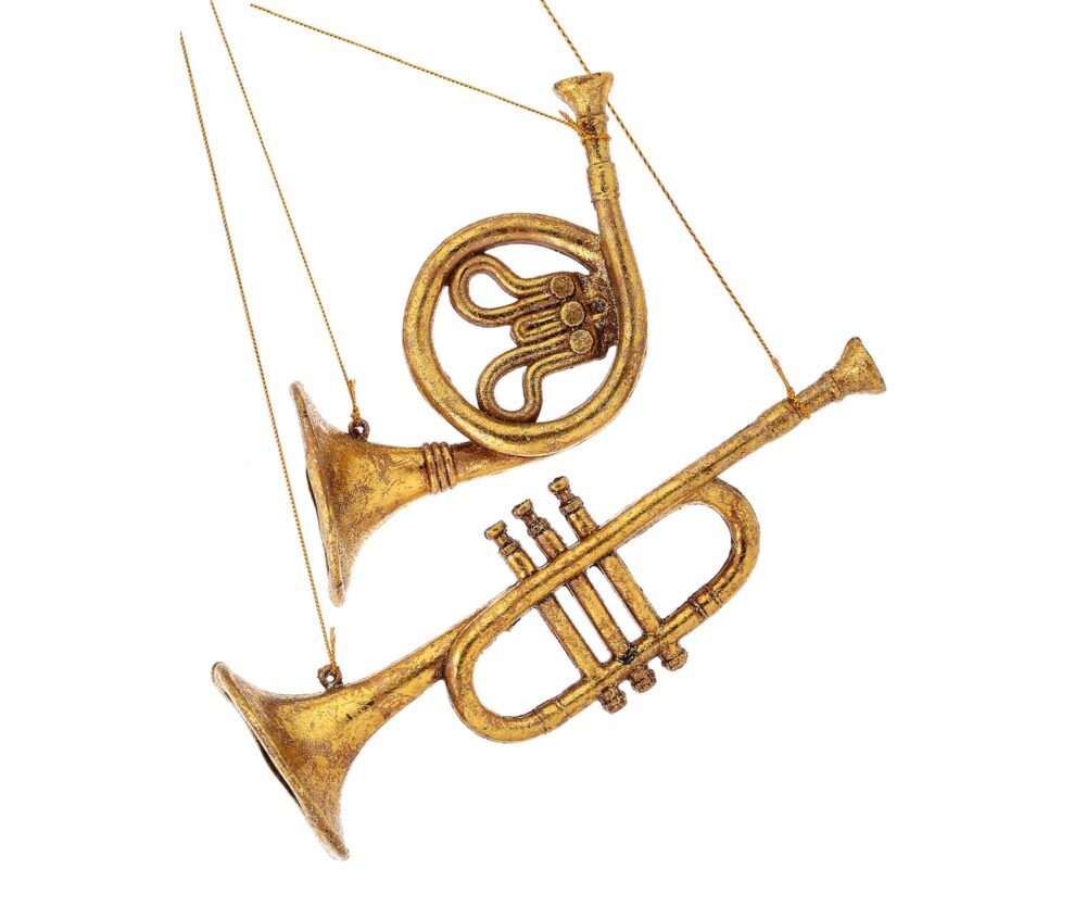 Assorted Gilded Horn Ornament 8"-10" - Gold - CMC