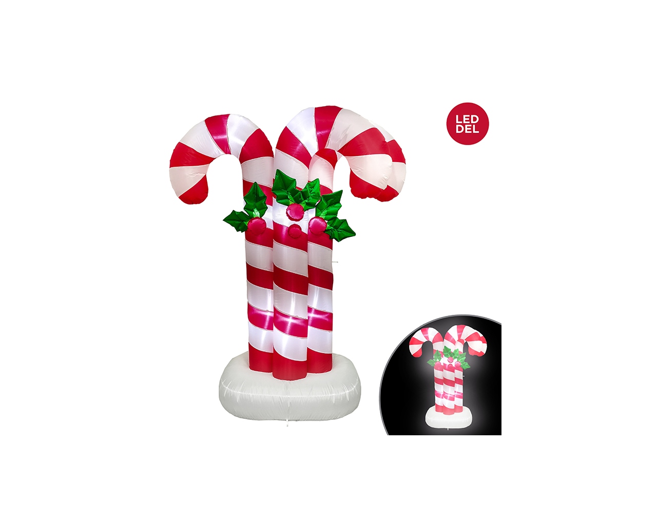 Inflatable LED Light up Candy Cane x3 6' - Red/White - Indoor/Outdoor - CMC